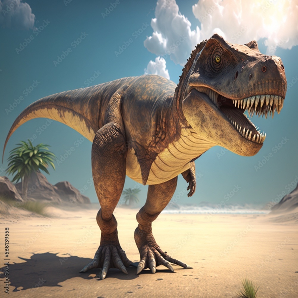 Beautiful huge cartoon dinosaur. Jurassic period, antediluvian animal ...
