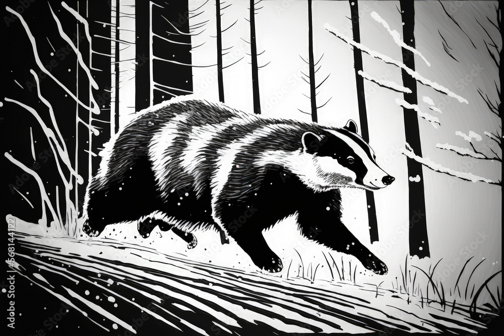 soaring badger The European badger, Meles meles, is shown moving ...