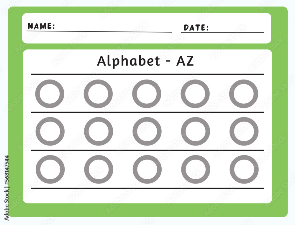 Alphabet tracing worksheet. A-Z writing pages. Letter O uppercase ...