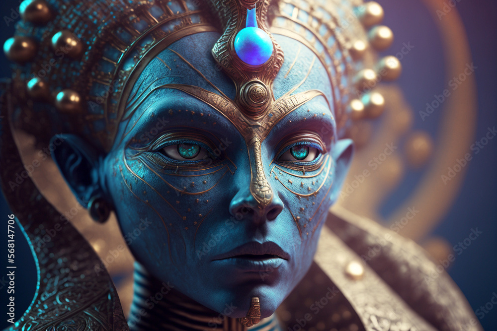 The Blue Alien Goddess Avatar from the Outer Worlds - Sci Fi Concept ...