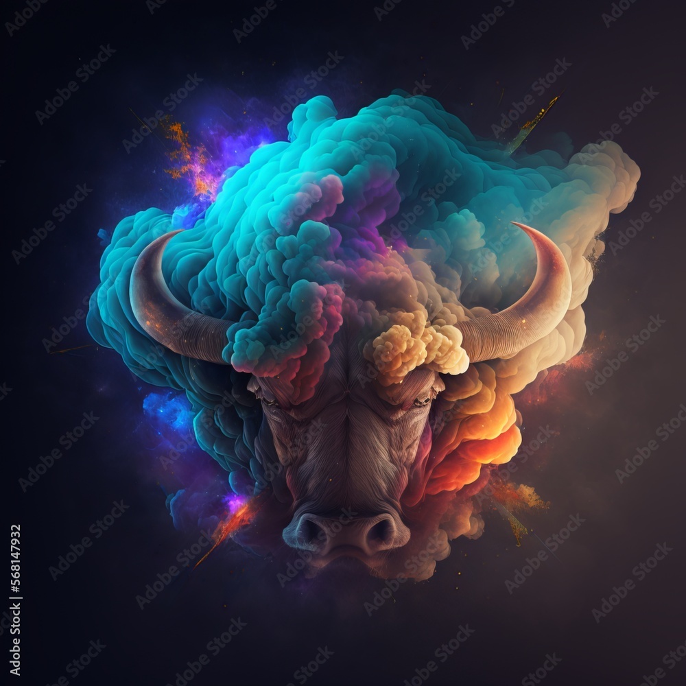 Magic Mythical Taurus Star Sign of the Soul - in Rainbow Nebula of ...