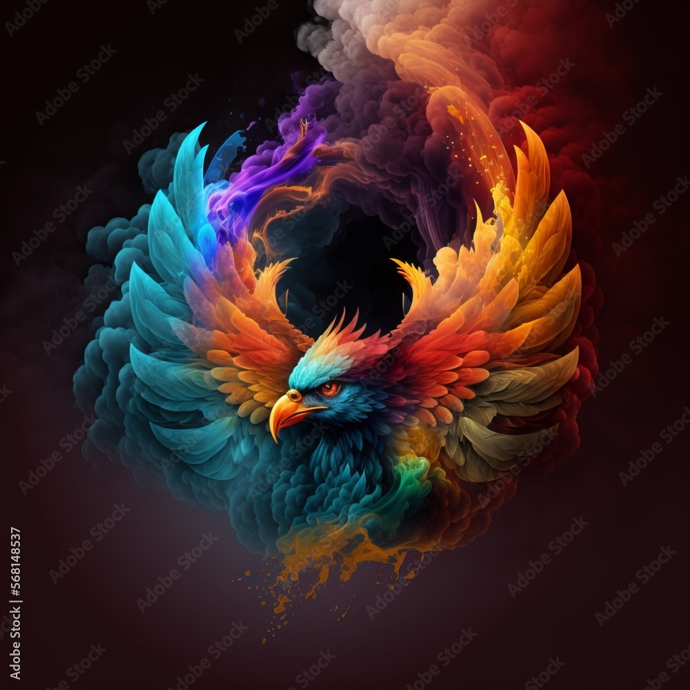 Fenix Phoenix or Firebird, Mythical Bird rising from its own ashes and ...