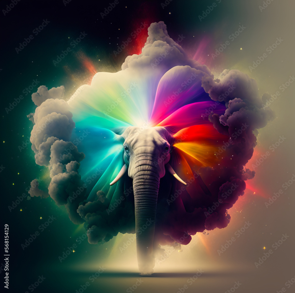 Abstract Elephant Spiritual Illumination Cosmic Deity Concept Design ...