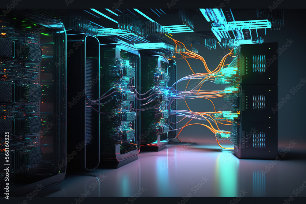 Cyber security, AI Mind, Network Management, Modern Data Center, Cloud Networking, AI Generated ...