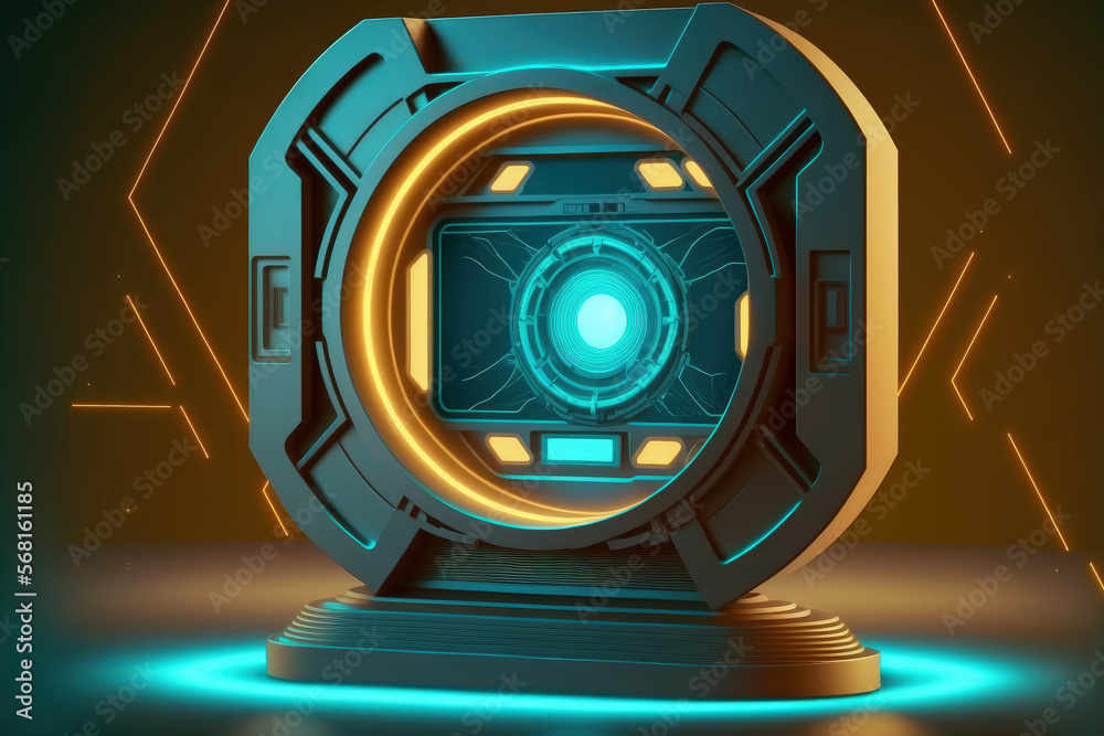 Hologram and portal technology are futuristic. digital high tech sci fi ...