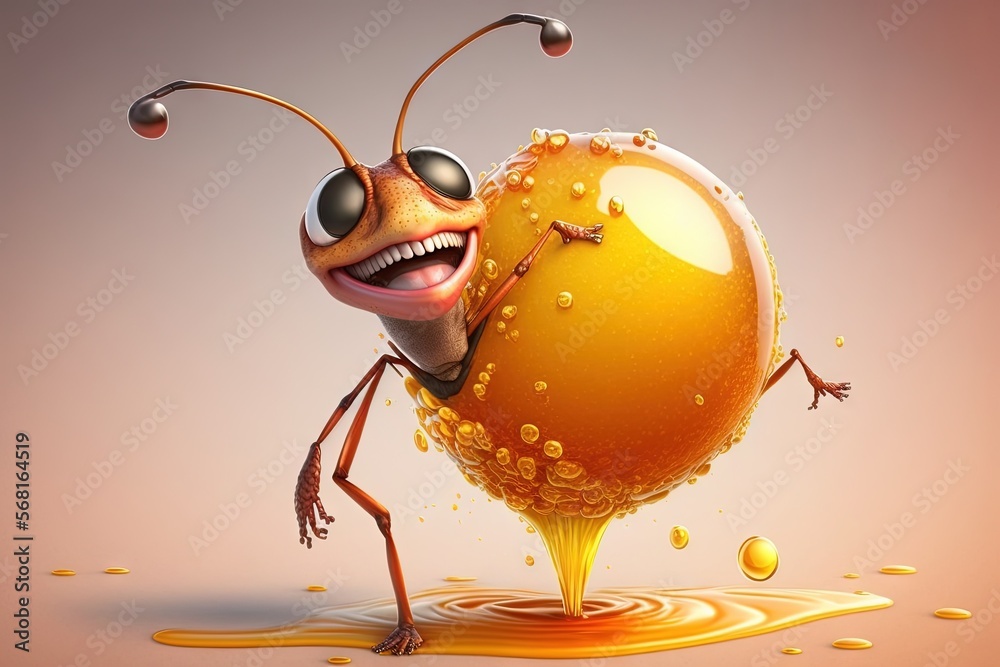 a cartoon bug with eyes and a body of water on its back, standing on ...