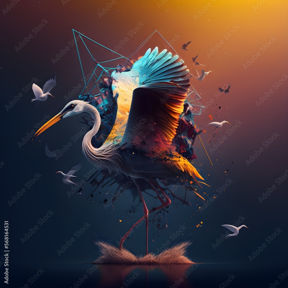 minimalism migrating crane into magical space v4 ar 3 q2 hyper detailed ...