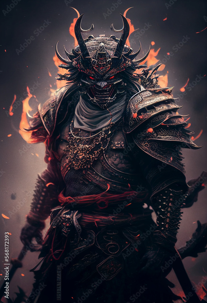 AI Ancient Samurai ready for battle to kill Japanese demons. Perfect ...