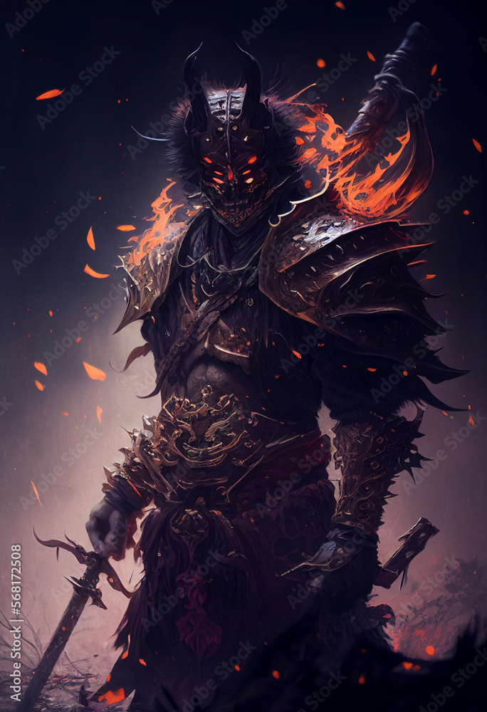 AI Ancient Samurai ready for battle to kill Japanese demons. Perfect ...