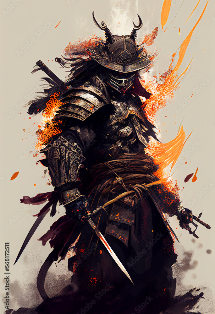 AI Ancient Samurai ready for battle to kill Japanese demons. Perfect ...