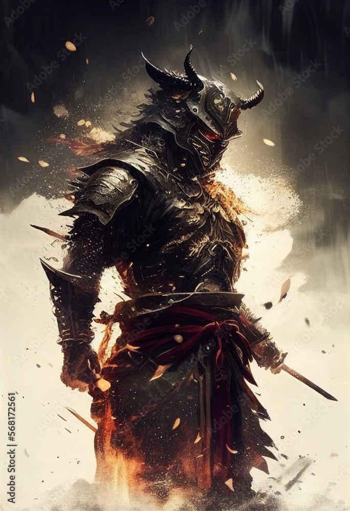 AI Ancient Samurai ready for battle to kill Japanese demons. Perfect ...