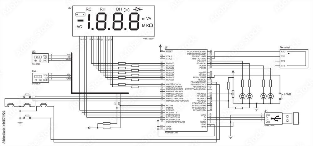 Schematic diagram of electronic device. Vector drawing electrical ...