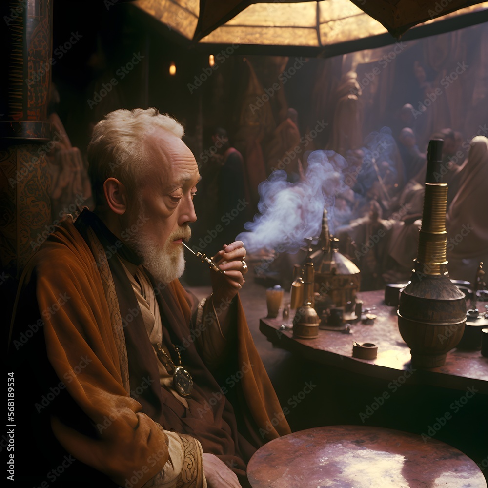 alec guinness as obi wan kenobi smoking shisha in new york opium den ...