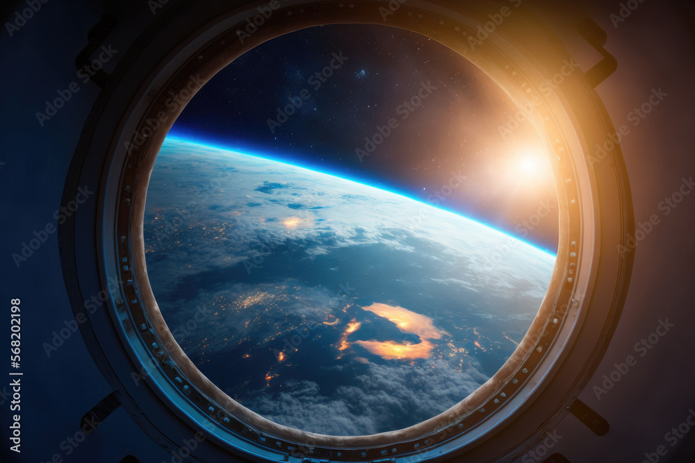 A breathtaking view of the Earth as seen through the porthole of the ...