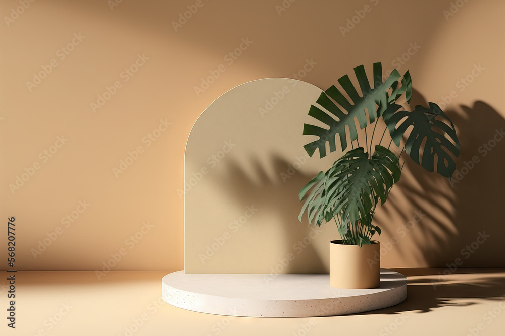 podium with a light colored stucco backdrop. Discreet background with a ...