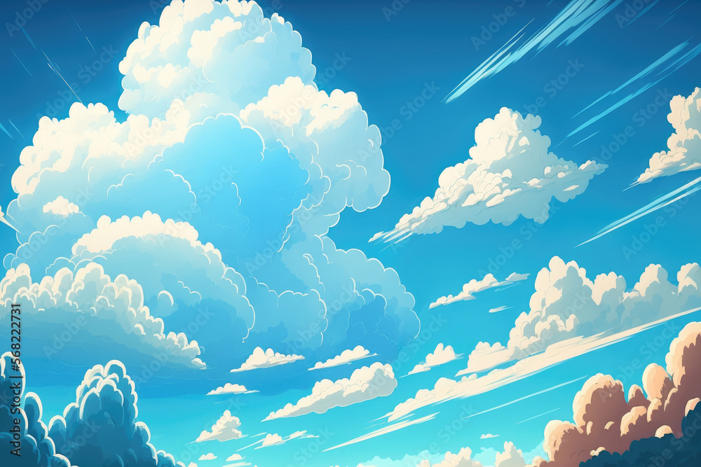 blue sky with clouds. Generative AI Stock Illustration | Adobe Stock
