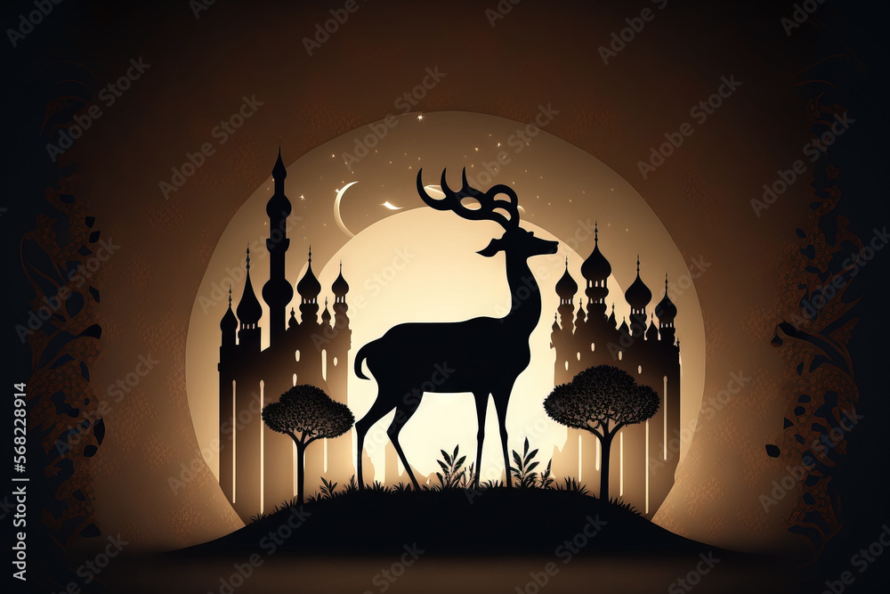 Islamic sacrifice holiday Background celebrating Eid ul Adha with a ...