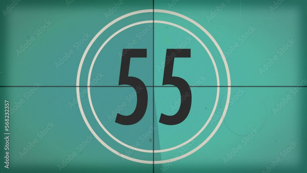 60 Seconds 1 Minute Vintage Film Countdown On Turquoise Blue