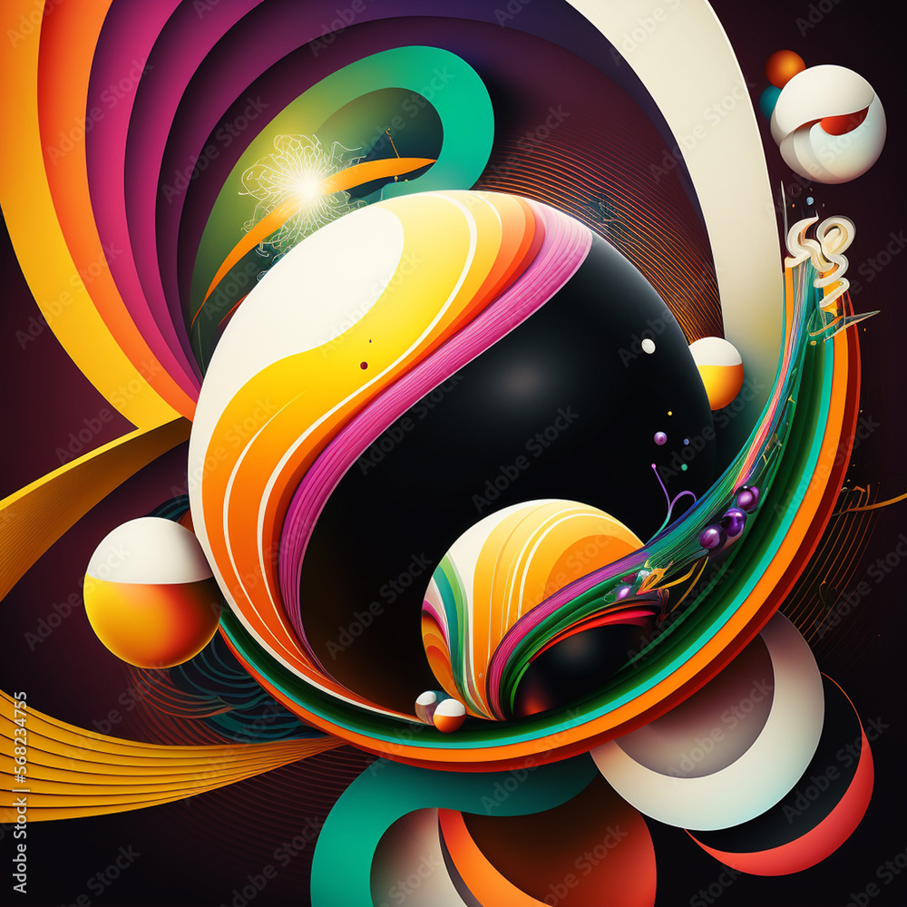 Abstract futuristic contemporary modern cosmic design in cartoon style ...