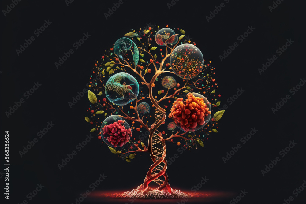 on screen representation of the DNA structure. Generative AI Stock ...
