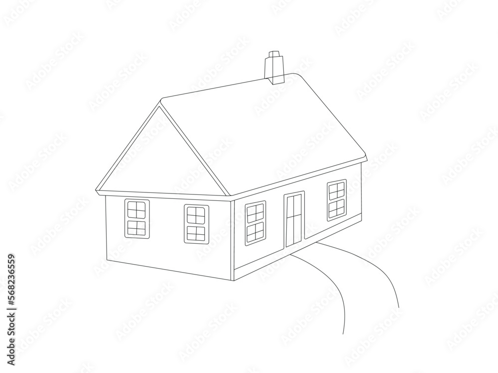 house vector line art illustration Stock Vector | Adobe Stock