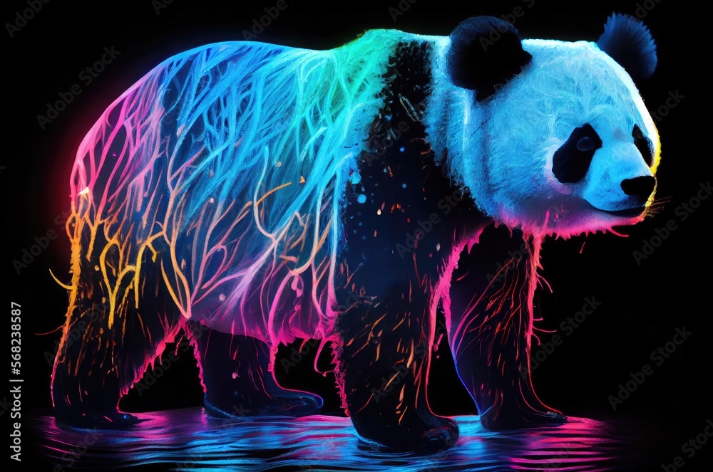 Panda Purple Multi Color Style Generative AI Stock Illustration | Adobe ...