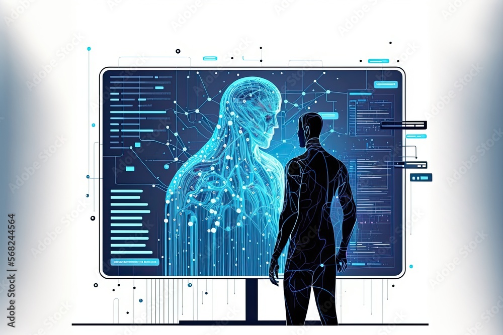 Big data technology and data science. Data scientist querying ...