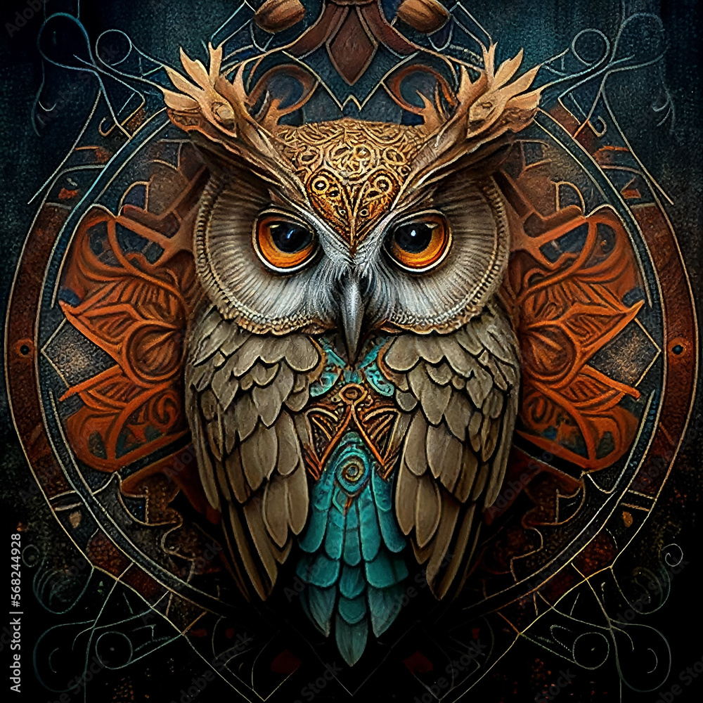 Spiritual shamanic owl Stock Illustration | Adobe Stock