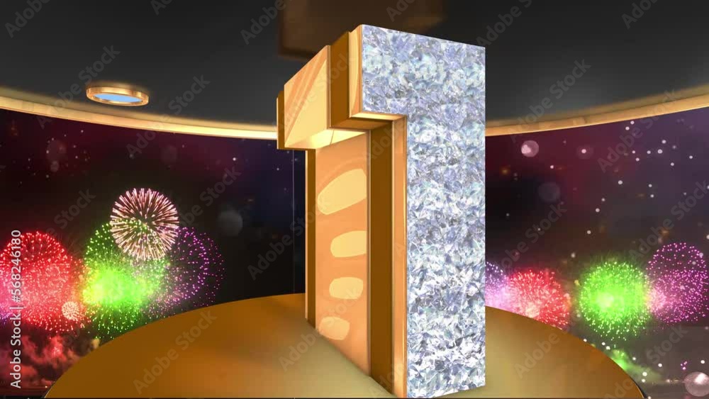 1st anniversary animation in gold and diamonds with fireworks ...