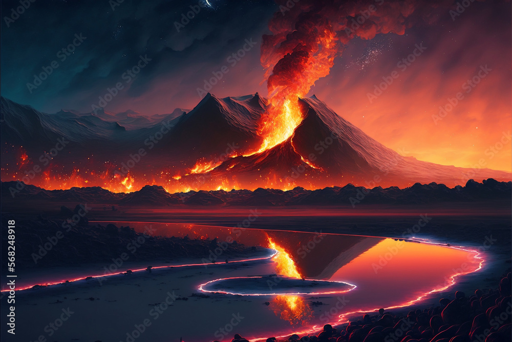 Beautiful Vulcan eruption, Vulkan thunderstorm, Storm, Lightning bolt ...