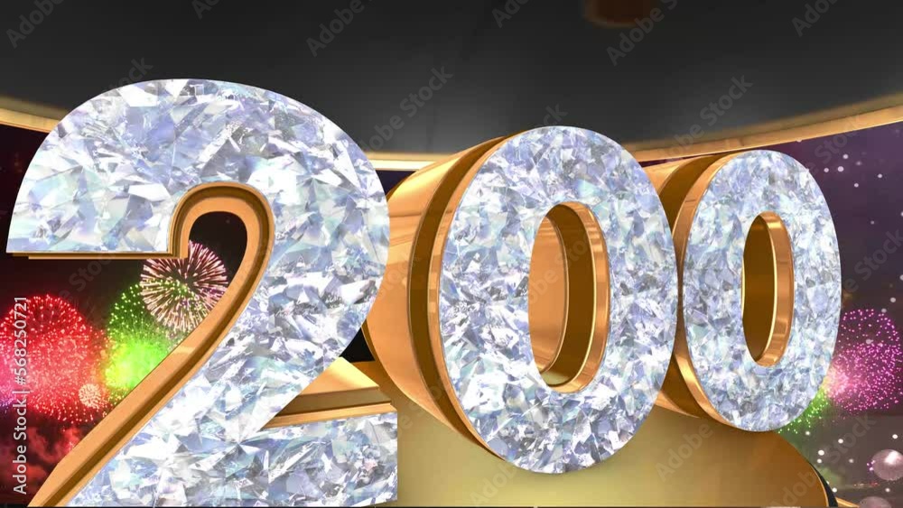 200th anniversary animation in gold and diamonds with fireworks ...