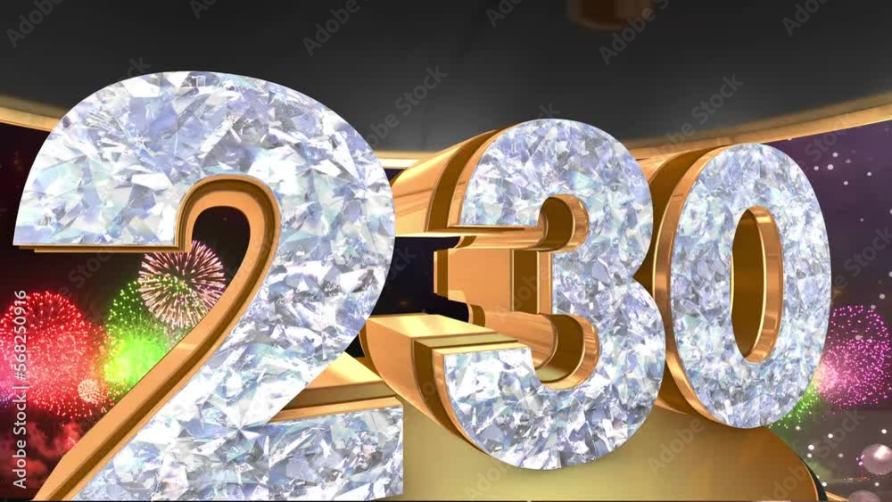 230th anniversary animation in gold and diamonds with fireworks background, Animated 230 years ...