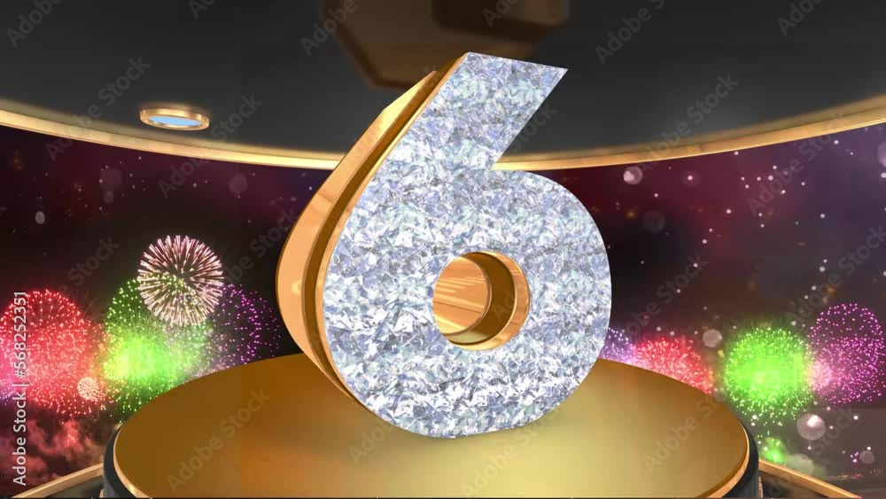 6th birthday animation in gold and diamonds with fireworks background ...