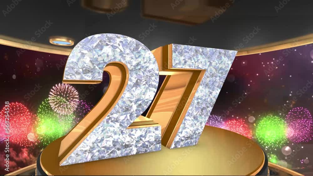 27th birthday animation in gold and diamonds with fireworks background ...
