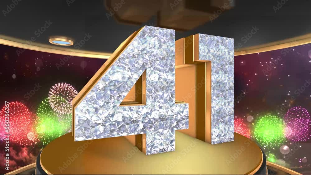 41st birthday animation in gold and diamonds with fireworks background ...