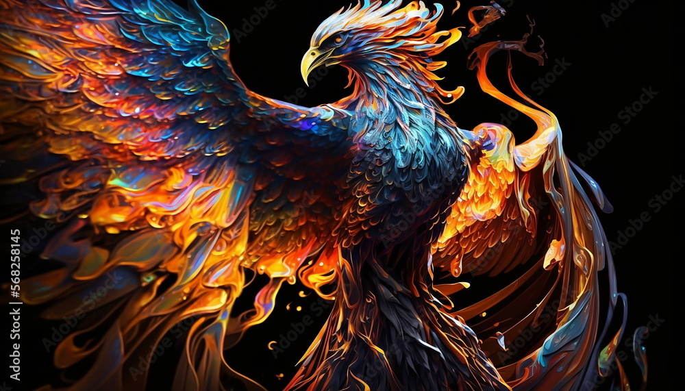 Collection of 9 images created using AI Shows phoenix legend creature ...
