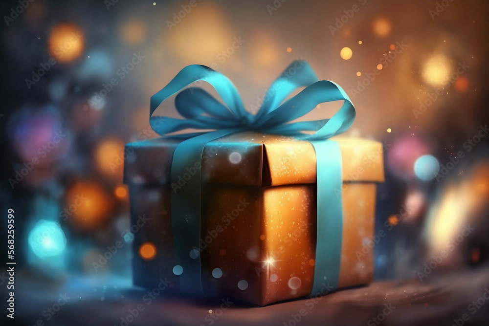 beautiful gift box blurred background, generative AI, gift box ...