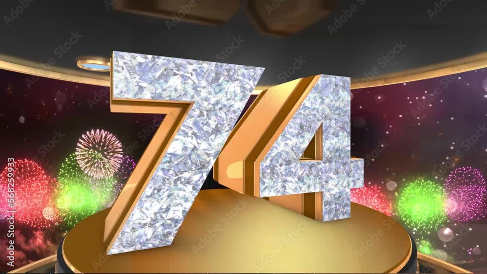 Vidéo Stock 74th birthday animation in gold and diamonds with fireworks ...