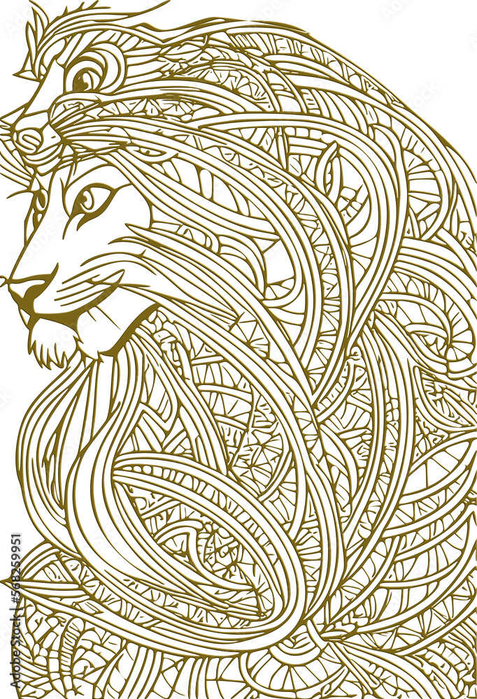 4K Löwe Modern Design Line Art Luxus Hintergrund Stock Illustration ...