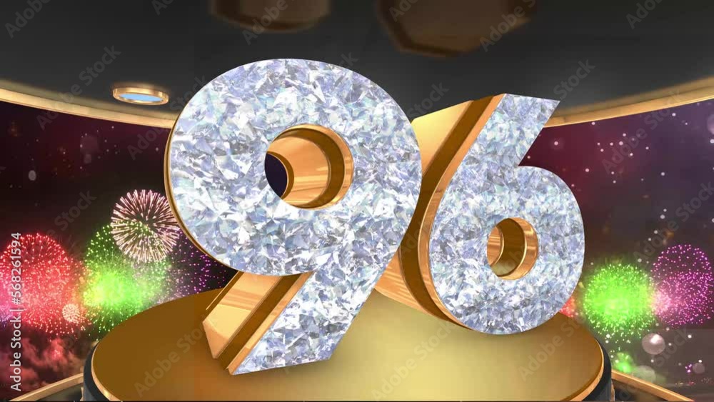96th birthday animation in gold and diamonds with fireworks background ...