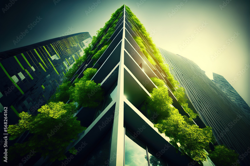 Eco-friendly green building with vertical garden design for ...