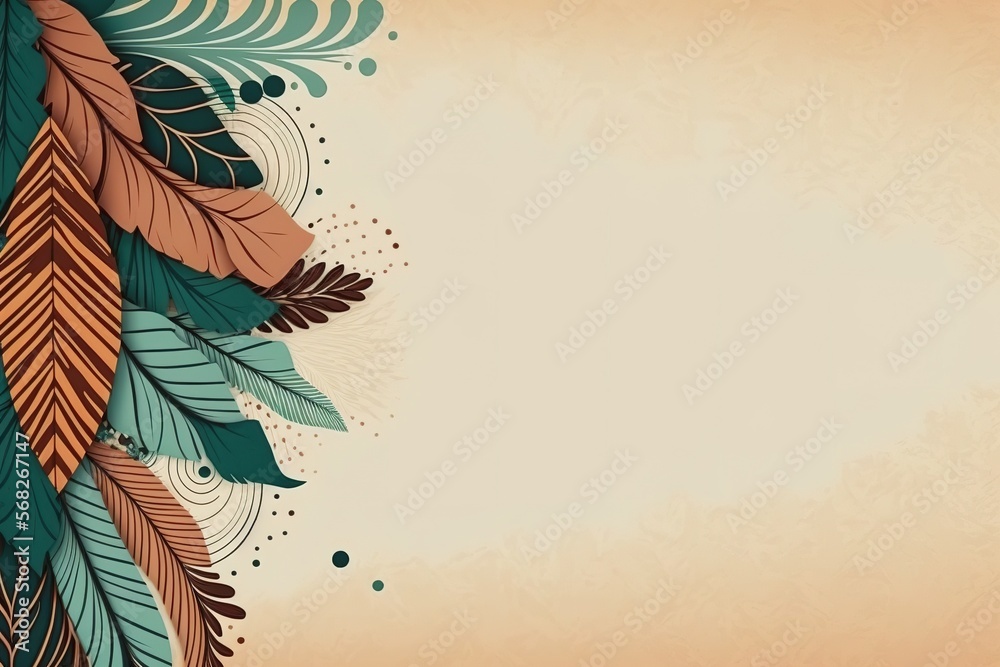 Stylish Boho Background with Simple Flat Minimalistic Muted Tone and ...