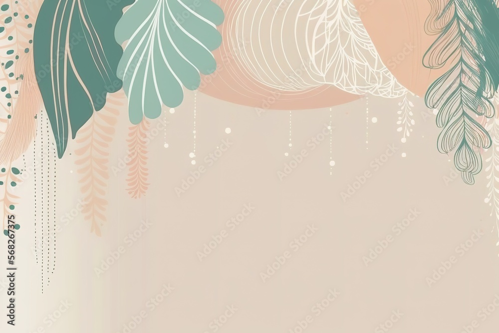 Stylish Boho Background with Simple Flat Minimalistic Muted Tone and ...