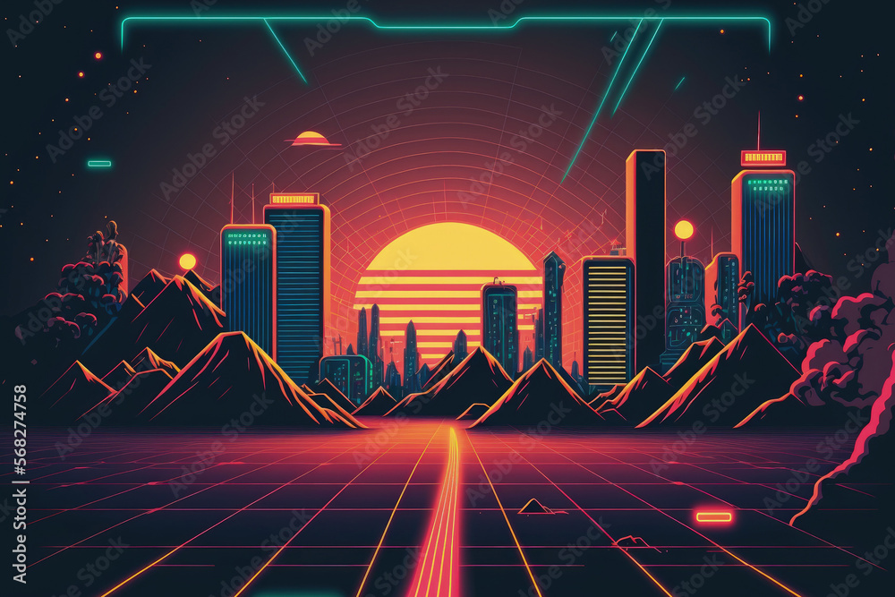 80s cyberpunk style in retro Speculative Background futuristic ...