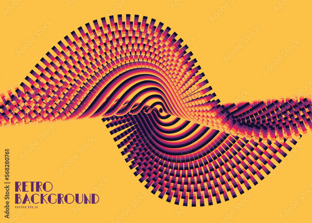 Abstract retro 70s background with colorful striped design, vector ...