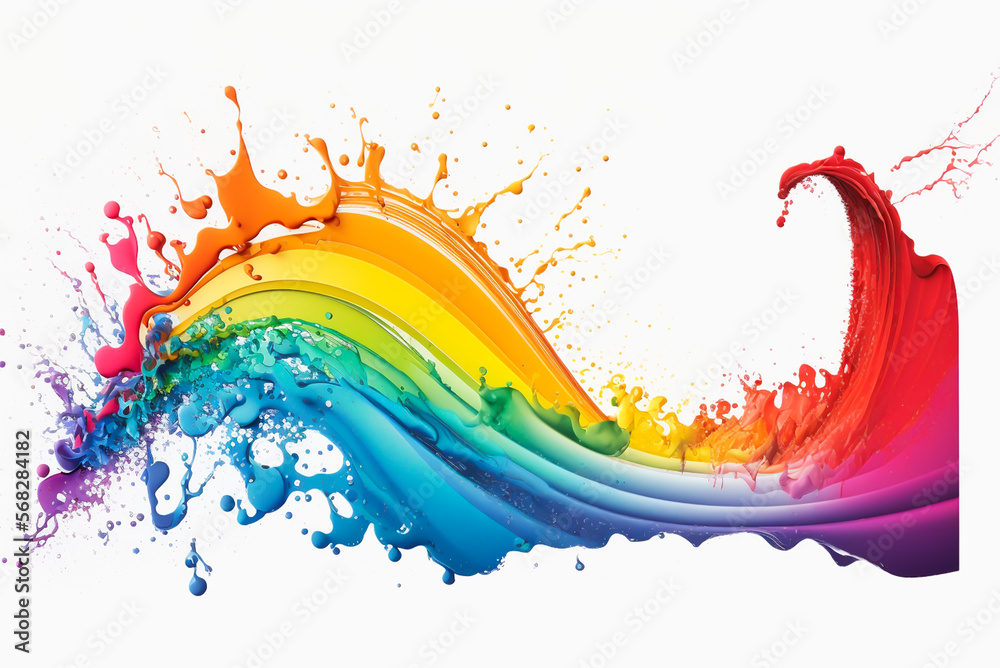 Rainbow wave. Colorful paint splash. Isolated design element on white ... Rainbow wave. Colorful paint splash. Isolated design element on white ...