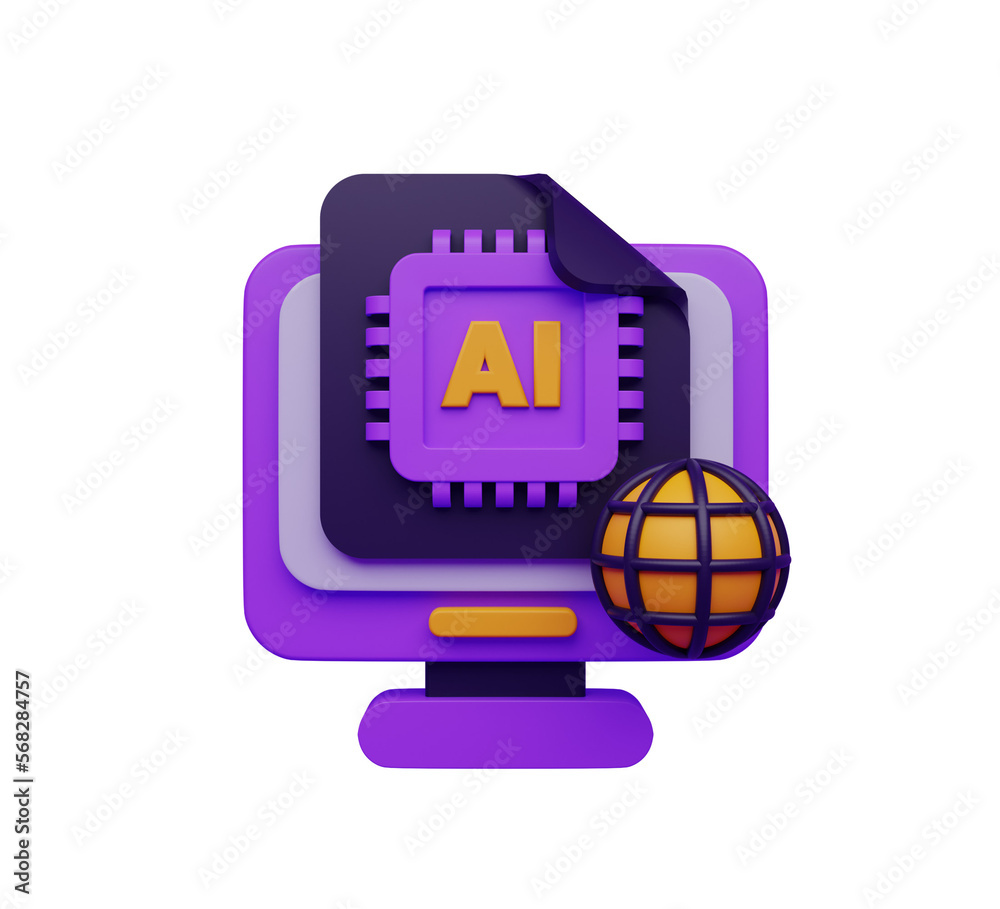 3d artificial intelligence or microchip processor illustration for ...