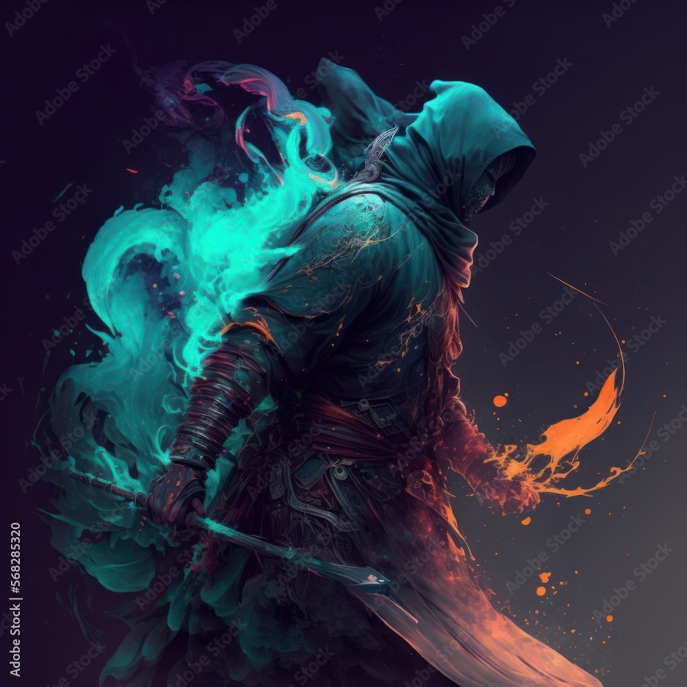 Mysterious Dark Man Character Warrior Soldier Thief Assassin walking ...