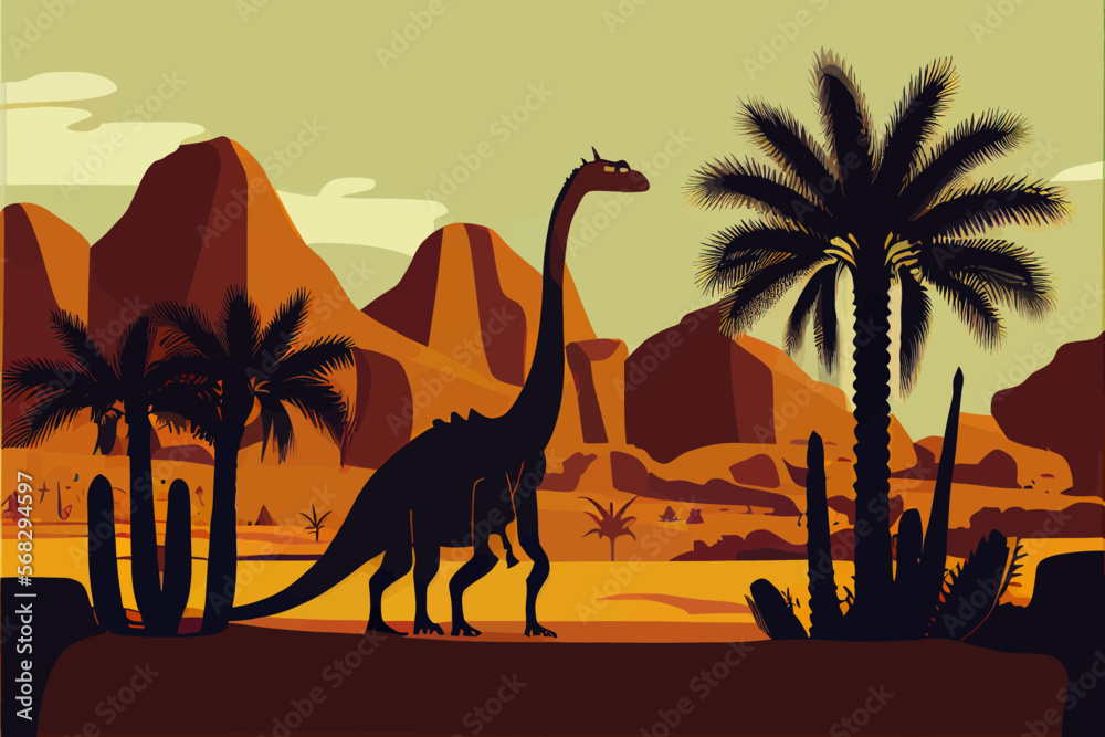 Dinosaur background Abstract landscape illustration vector graphic ...