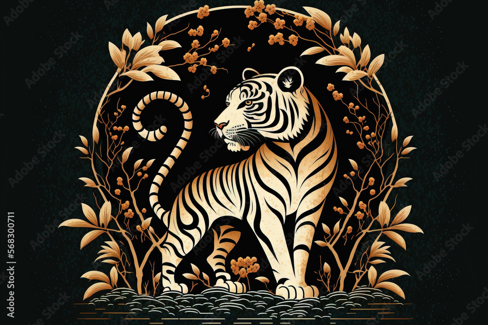 Happy Year of the Tiger, or Chinese New Year, 2022. Tiger in Chinese ...